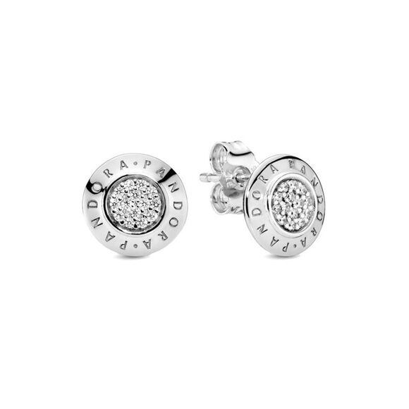 Pandora | Jewelry | Pandora Signature Silver Cz Logo Studs | Poshmark
